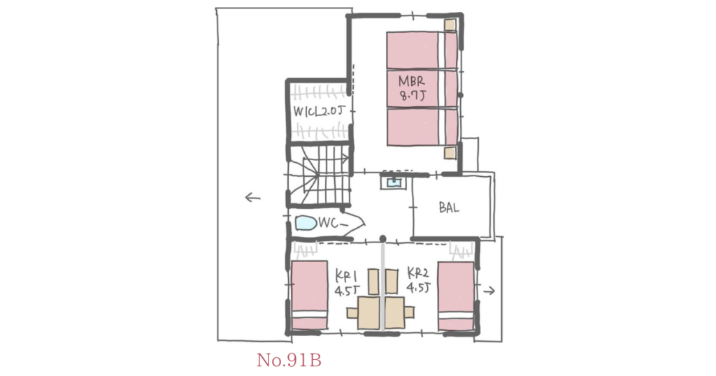 室内干しできる広い脱衣室と外干しバルコニーへの動線も良い間取り【32坪3LDK2階建】No.91B | みゆう間取り相談室