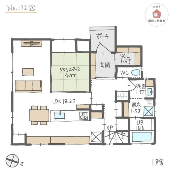 リビングと4.5帖の和室を一体に使える間取り【35坪4LDK2階建】No.132A | みゆう間取り相談室