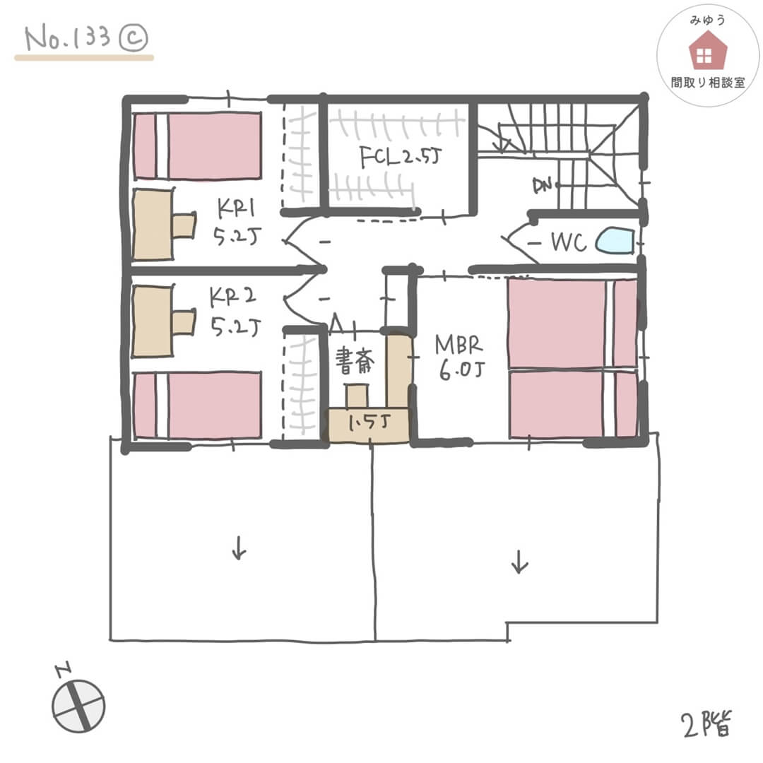 通り抜けできる土間収納がある、玄関周りに収納が充実した間取り【32坪3LDK2階建】No.133C | みゆう間取り相談室