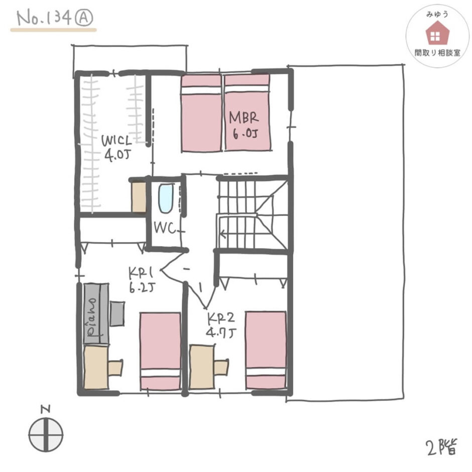 南側にLDK直線配置の将来1階だけで暮らせる回遊動線間取り【33坪4LDK2階建】No.134A | みゆう間取り相談室