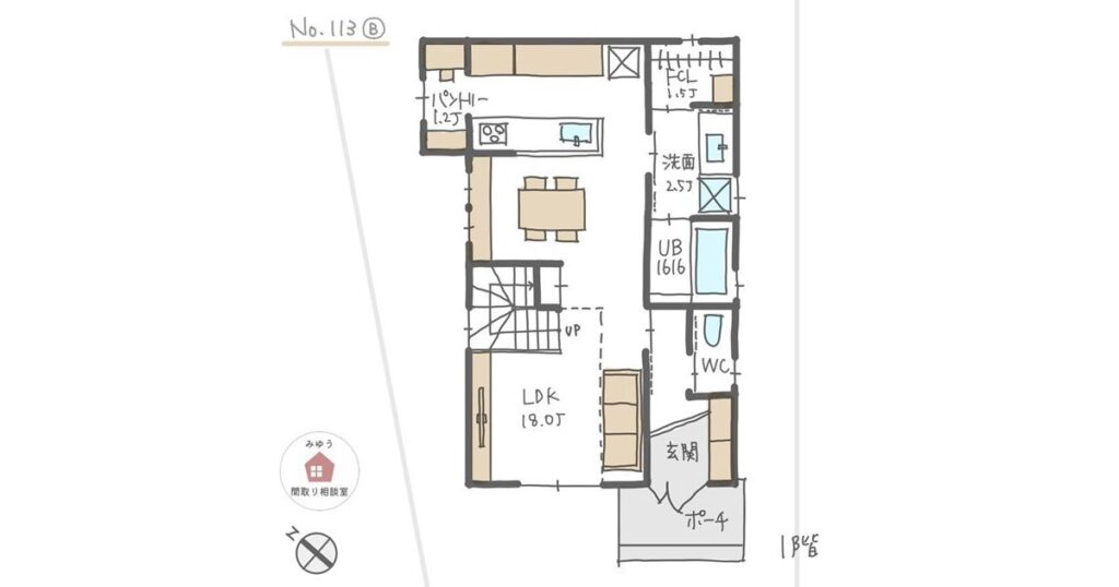 家族の様子が見やすい、吹抜けリビングの開放感を感じられる間取り【28坪3LDK2階建】No.113B | みゆう間取り相談室